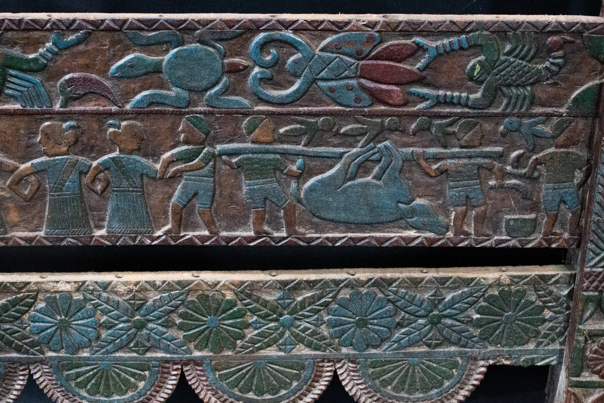 Folk Art Wood Carved Pulki Panel Set Santal, India – Singkiang